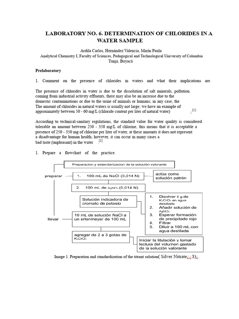 Chloride Determination in Water Samples | PDF | Chloride | Sodium