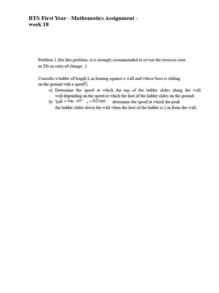 BTS First Year Assignment - Corrected | PDF | Equations | Variable (Mathematics)