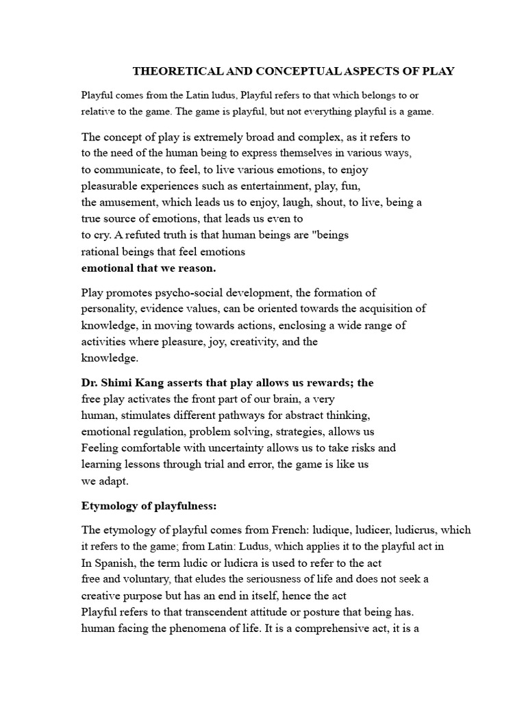 Theoretical and Conceptual Aspects of Playfulness | PDF | Creativity ...
