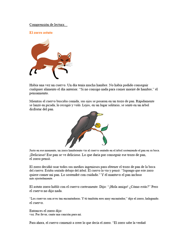 El cuervo y el zorro astuto | PDF