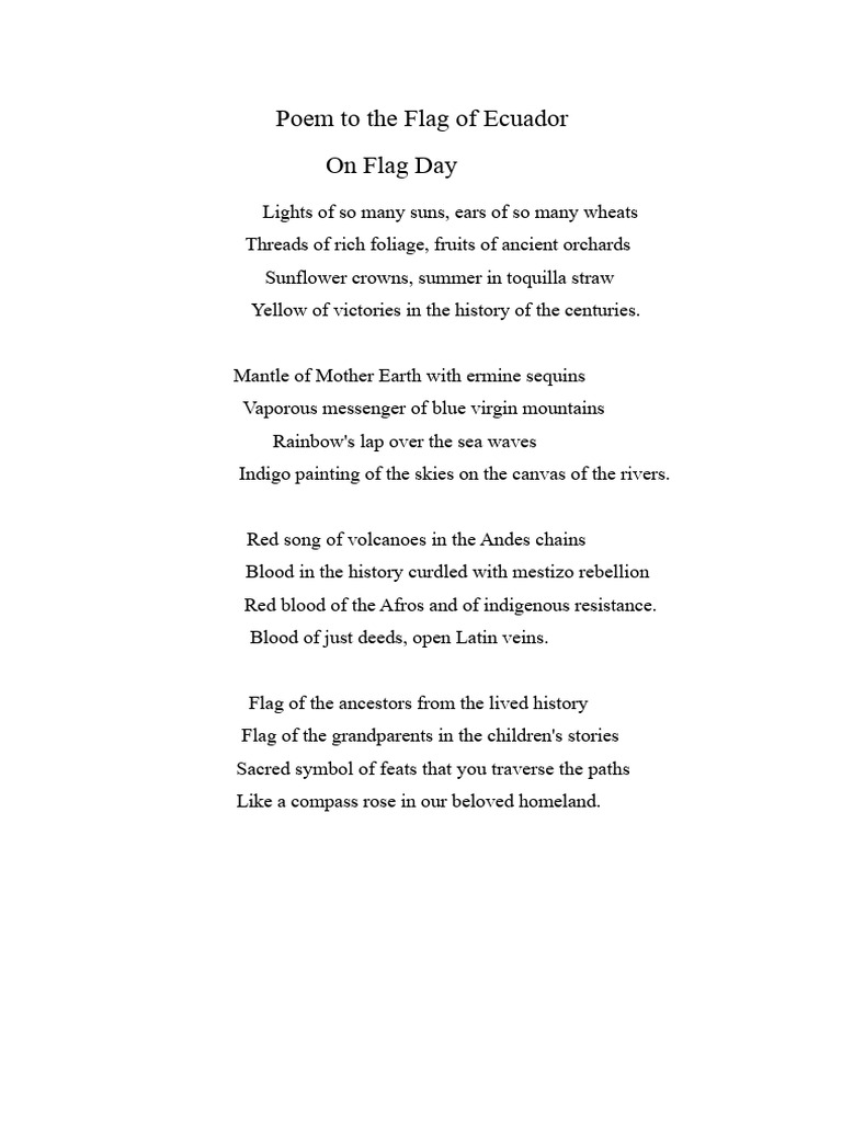 Poem To The Flag of Ecuador | PDF