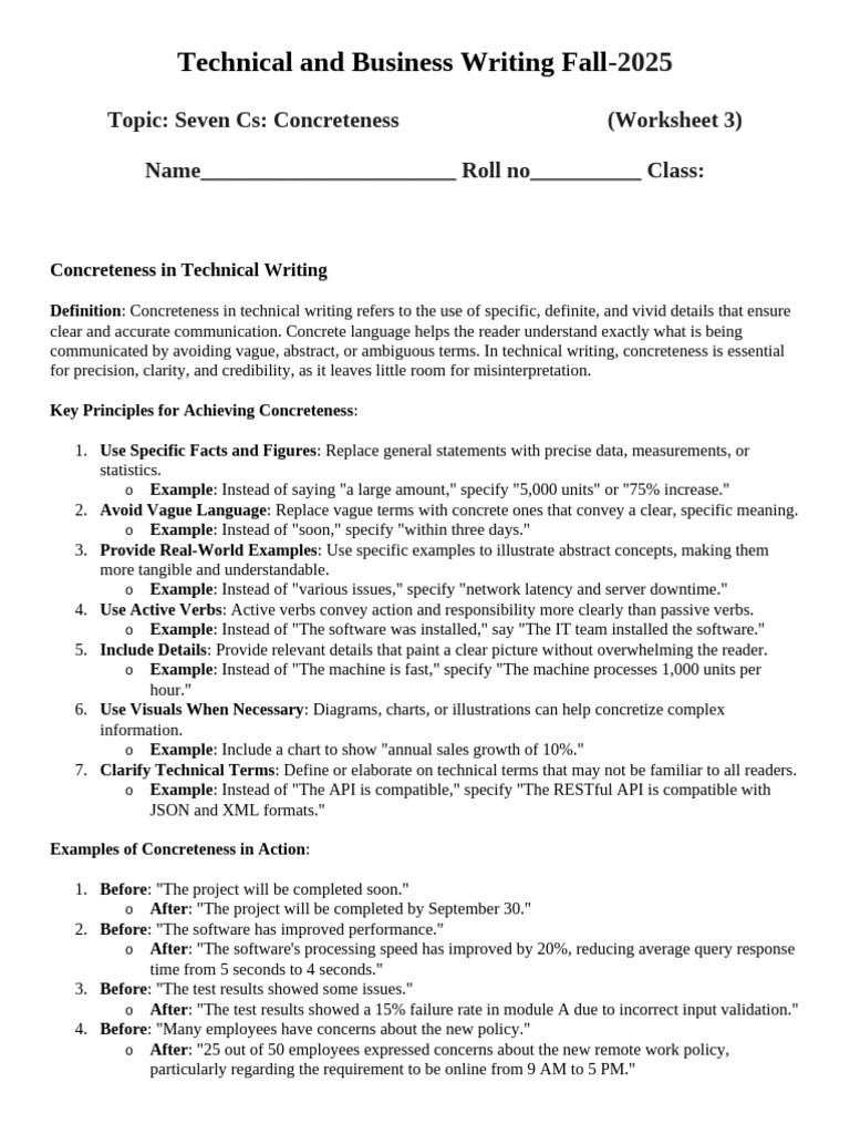 Concreteness in Technical Writing | PDF | Communication | Usability