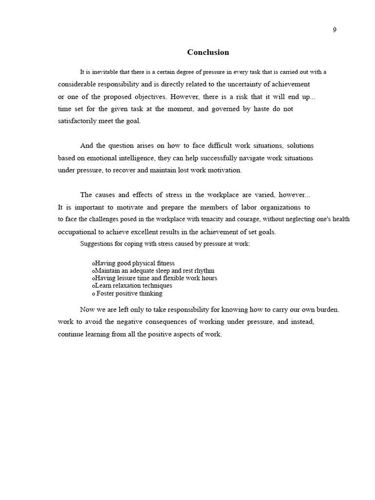 Conclusion_Work under pressure | PDF