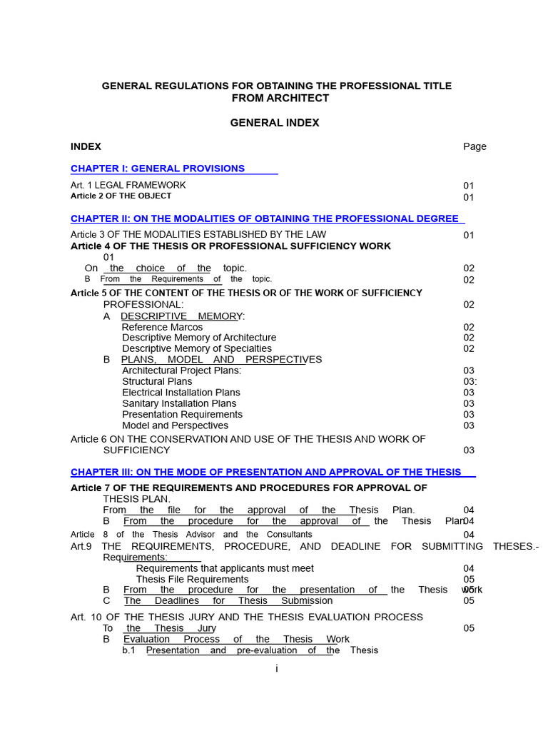 General Regulations For Obtaining The Professional Title of Architect ...