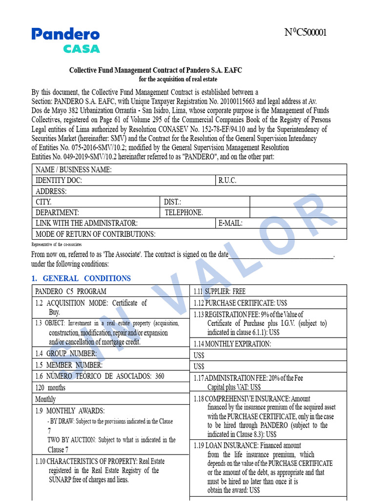 Collective Fund Management Contract Overview | PDF | Mortgages | Insurance