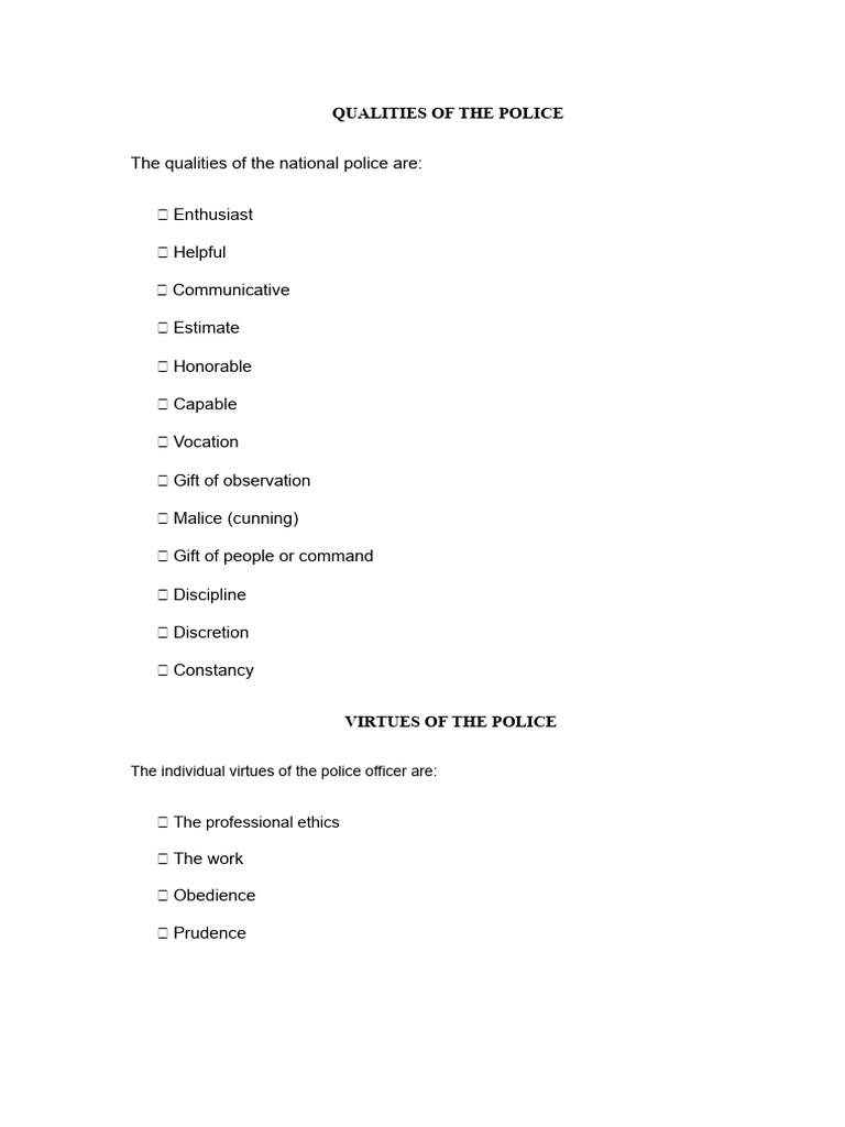 Qualities of The Police | PDF
