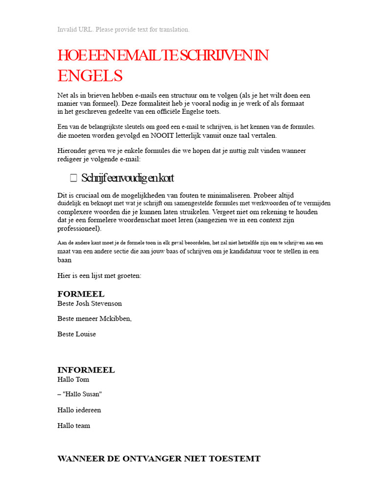 Hoe Schrijf Je Een E-Mail in Het Engels | PDF