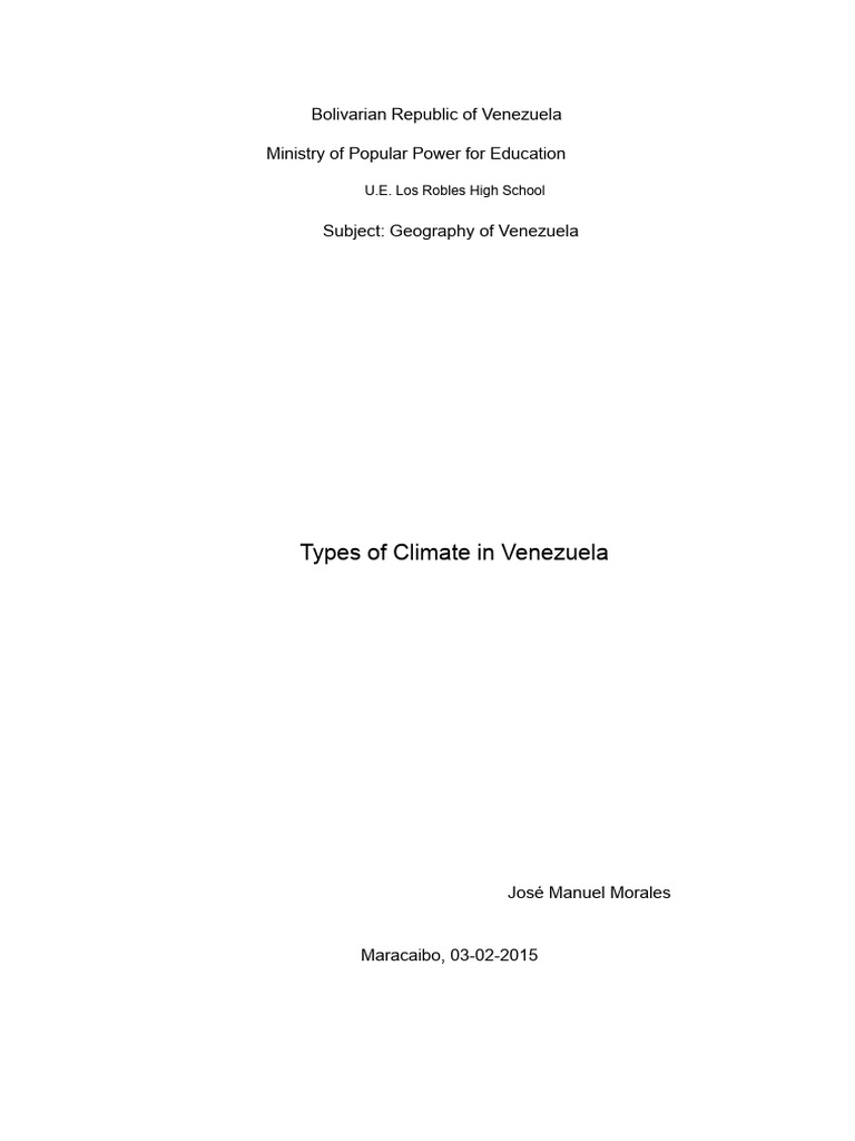 Geography Work Types of Climate in Venezuela | PDF | Rain | Tropics