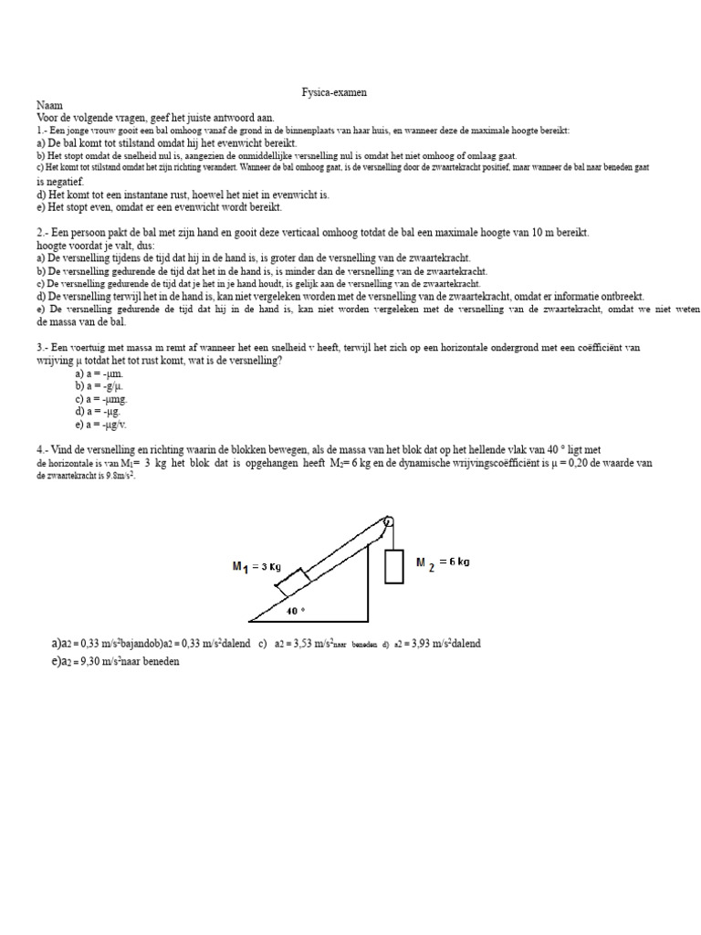 Examen Natuurkunde I (Eerste Deel) - 1 | PDF