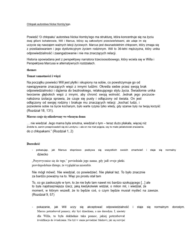 O Chłopcu Autorstwa Nicka Hornby'ego | PDF