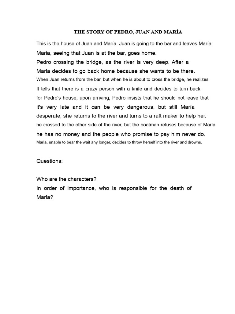 CRITICAL THINKING - Hria. PEDRO, JUAN AND MARÍA | PDF