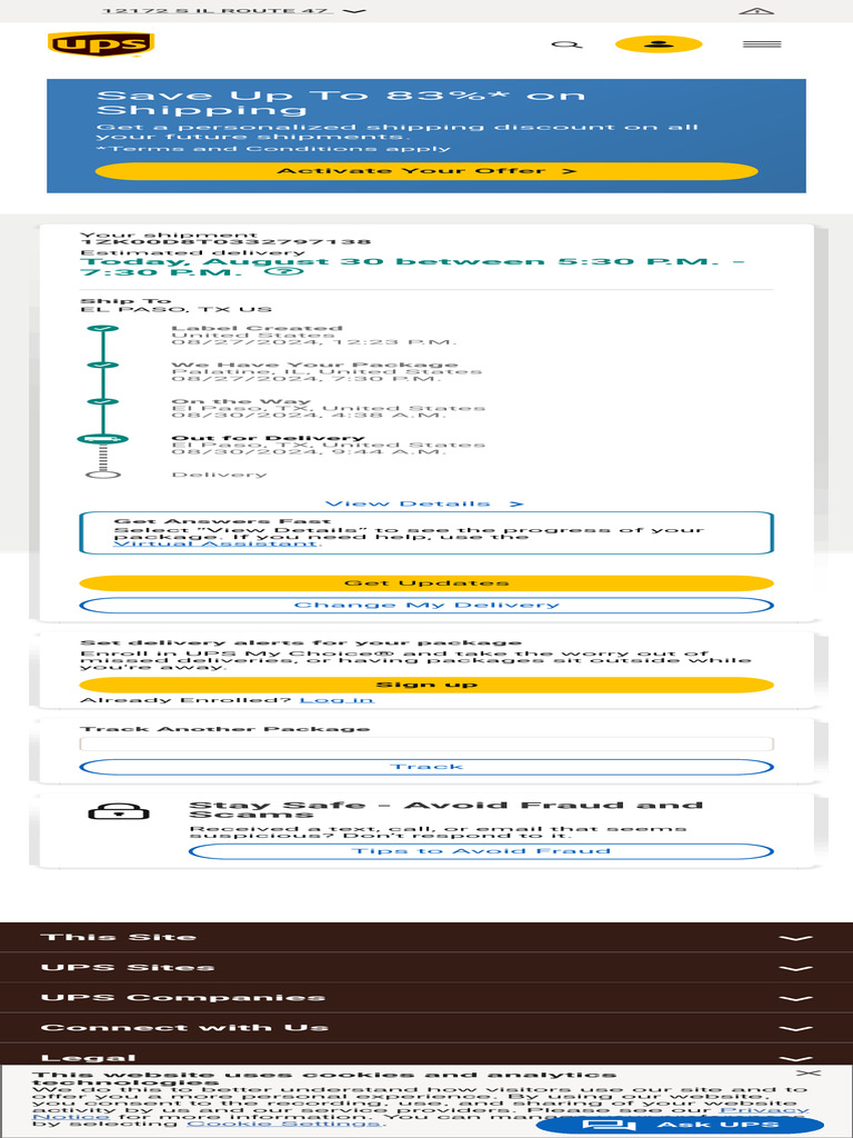UPS Tracking Update for El Paso Package | PDF | United Parcel Service