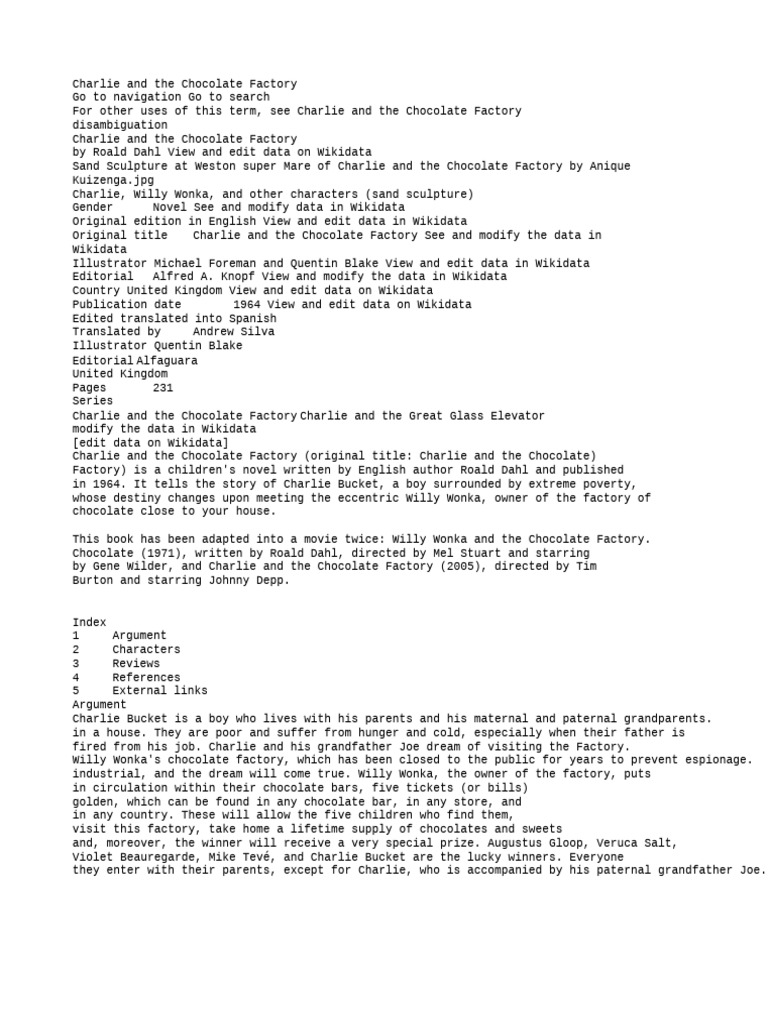Charlie and the Chocolate Factory Overview | PDF