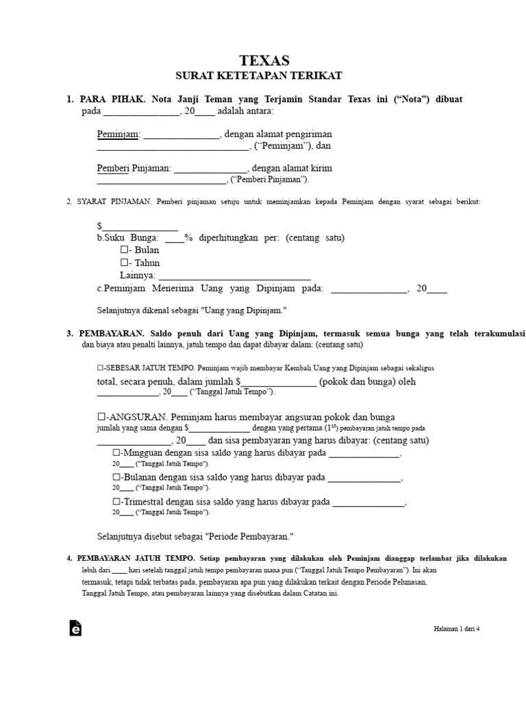 Surat Ketetapan Pinjaman Texas | PDF