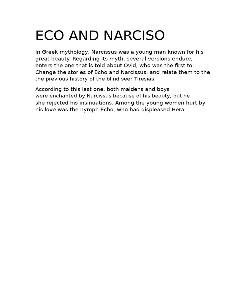 Echo and Narcissus in Mythology | PDF