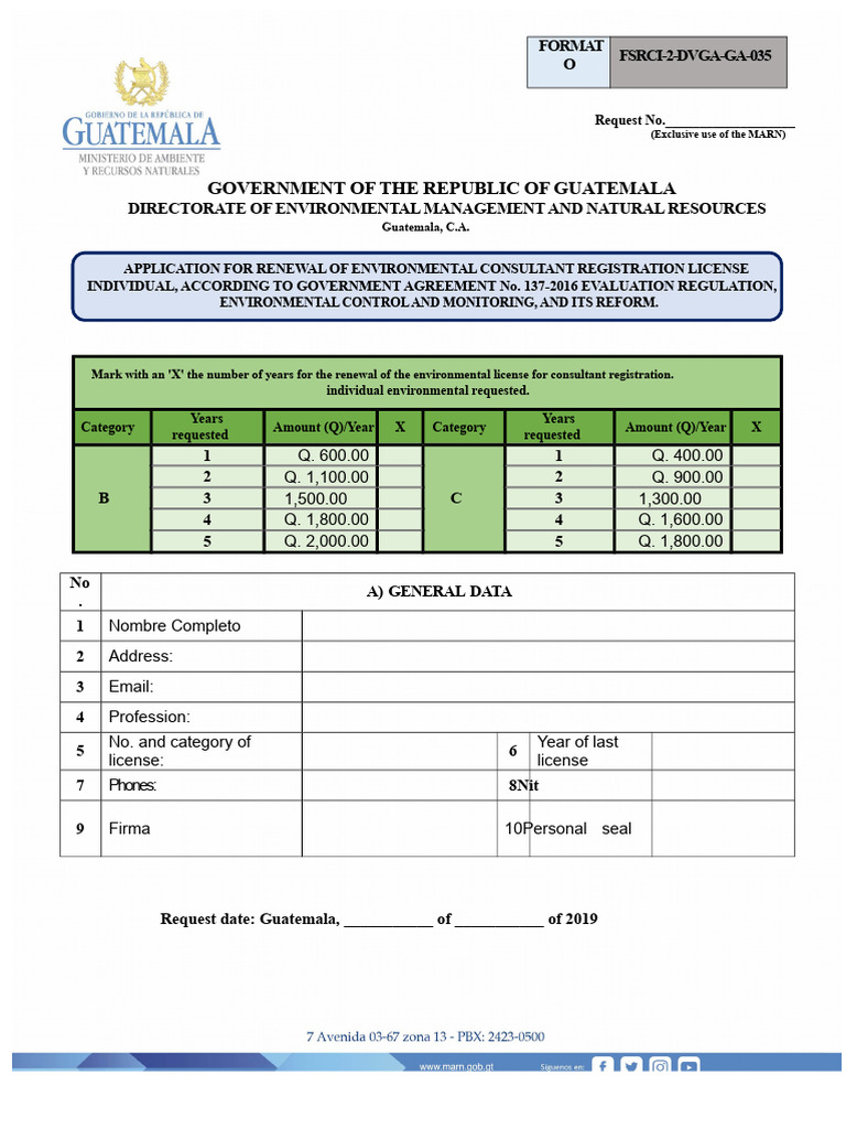 Environmental Consultant License Renewal Form | PDF | Identity Document