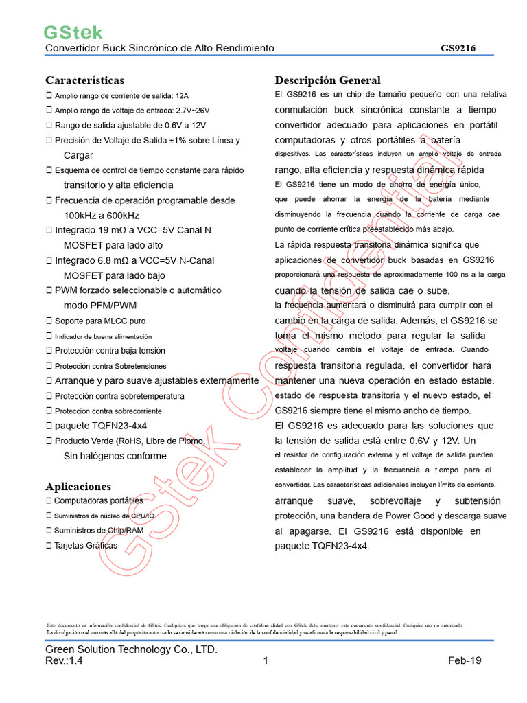 GS9216 | PDF | Mosfet | Ordenador portátil