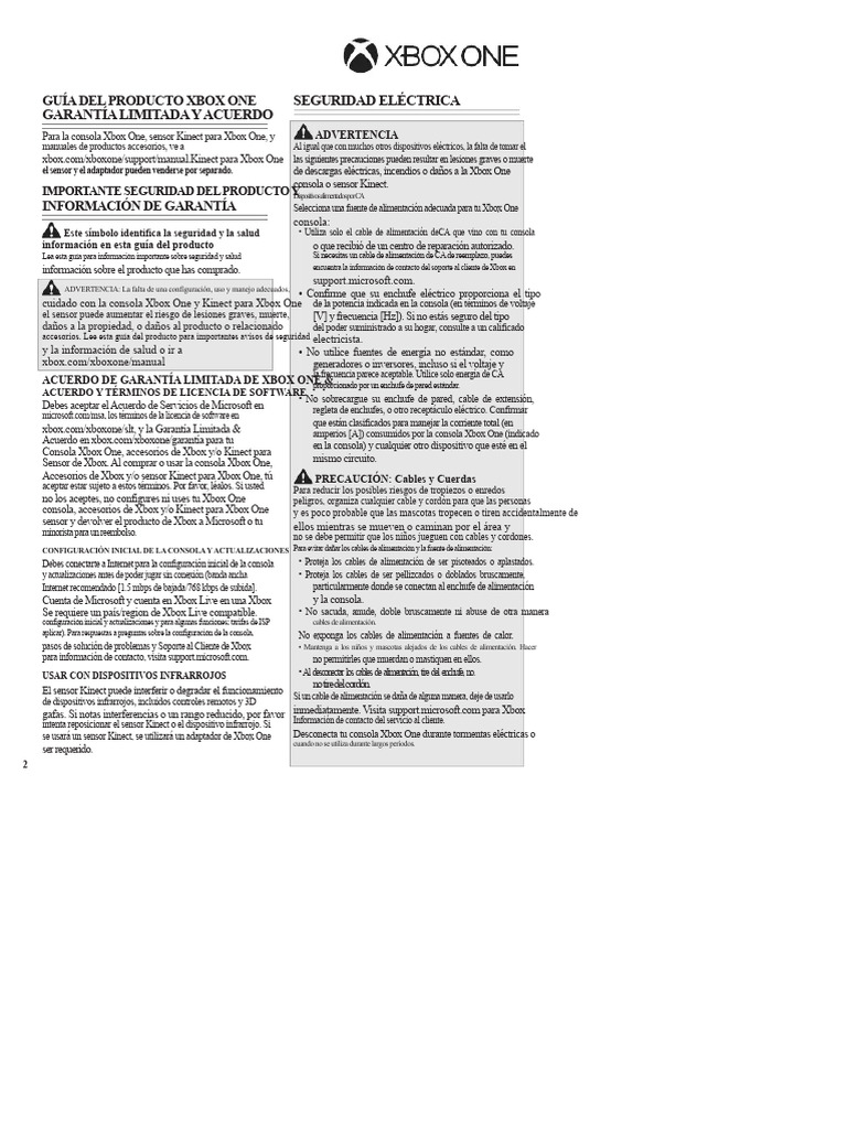 GUÍA DEL PRODUCTO XBOX ONE, - Manual de Microsoft Xbox One | PDF | Xbox ...