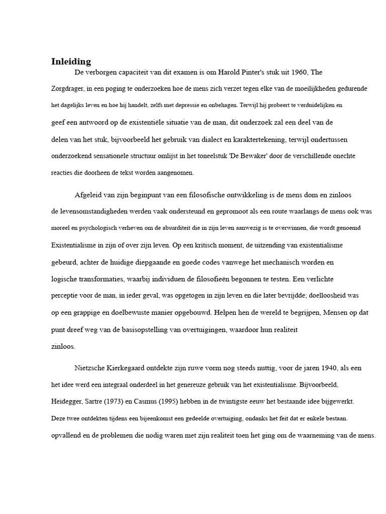 Existentialisme in The Caretaker | PDF
