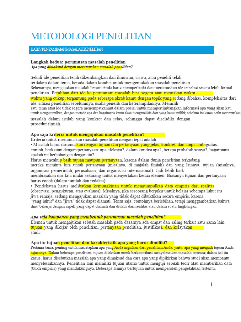 Metodologi Penelitian-Tema 4-Penentuan Masalah Penelitian | PDF