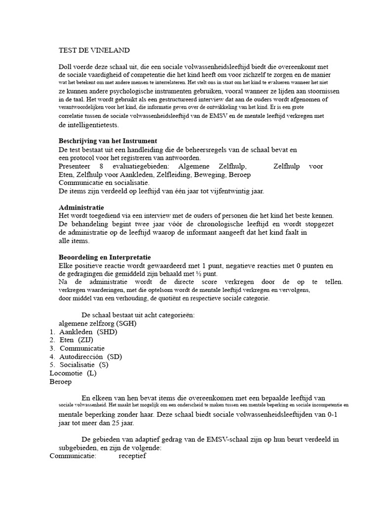 Vineland Test | PDF