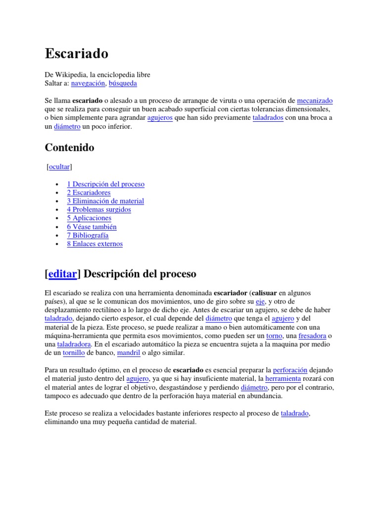Qué es el escariado y su proceso | PDF | Equipo | Corte