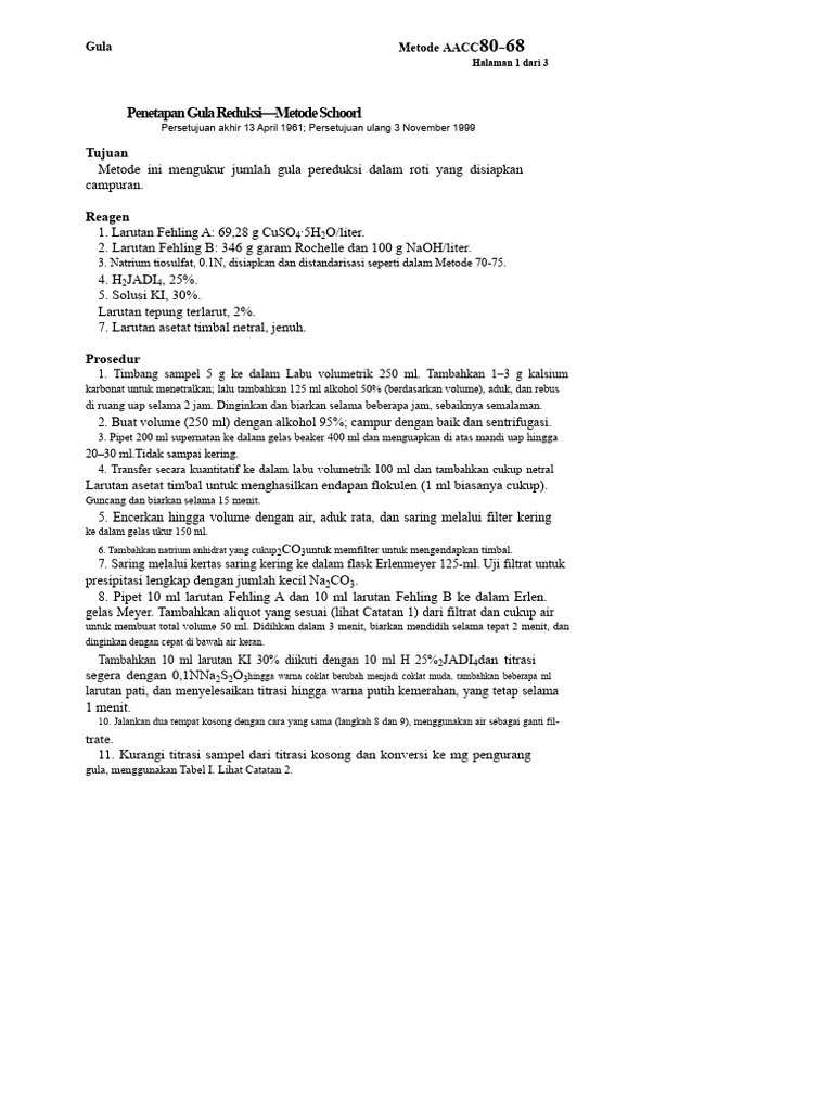 Penentuan Gula Reduksi-Metode Schoorl 80-68 | PDF