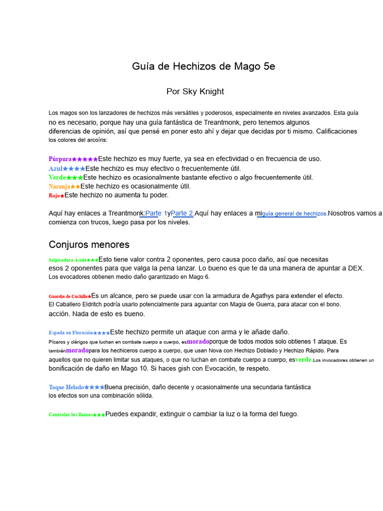 Guía de Hechizos para Magos 5e | PDF | Estrellas | Relámpago