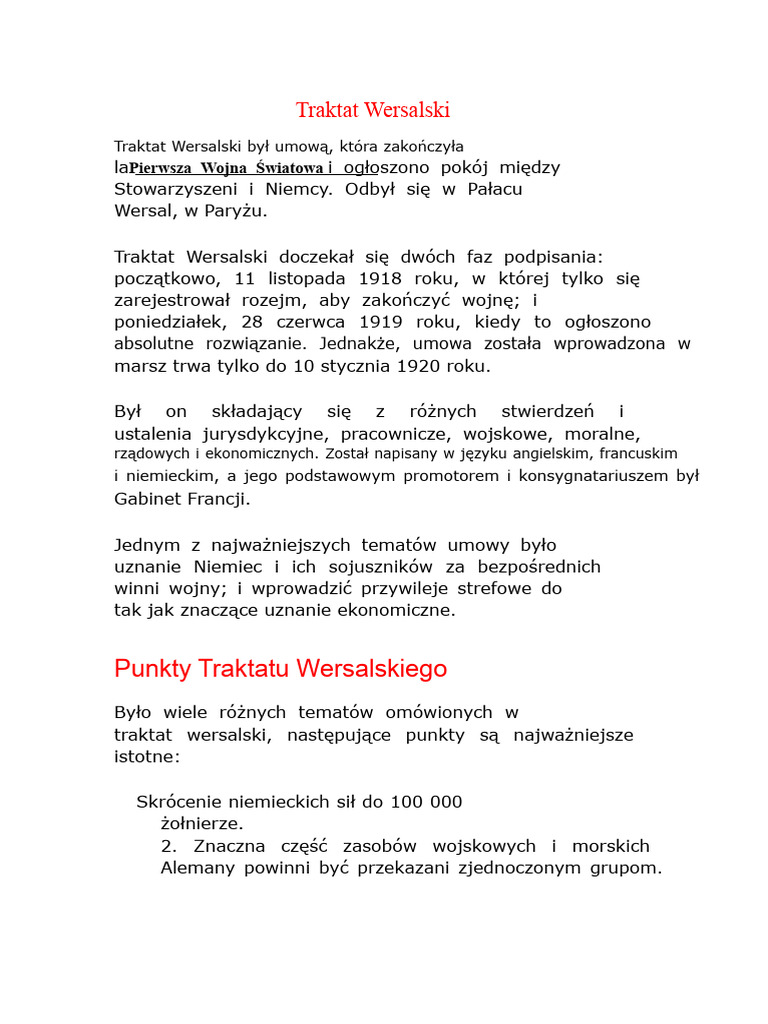 Traktat Wersalski | PDF