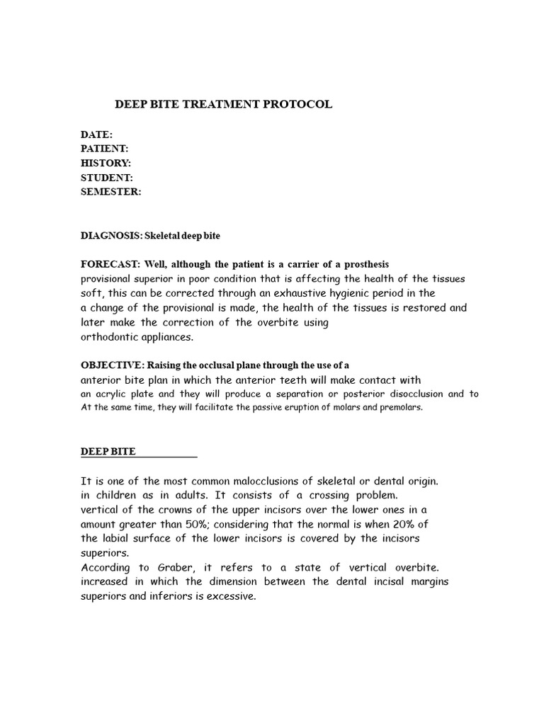 Protocol For Deep Bite Treatment | PDF | Mouth | Primate Anatomy