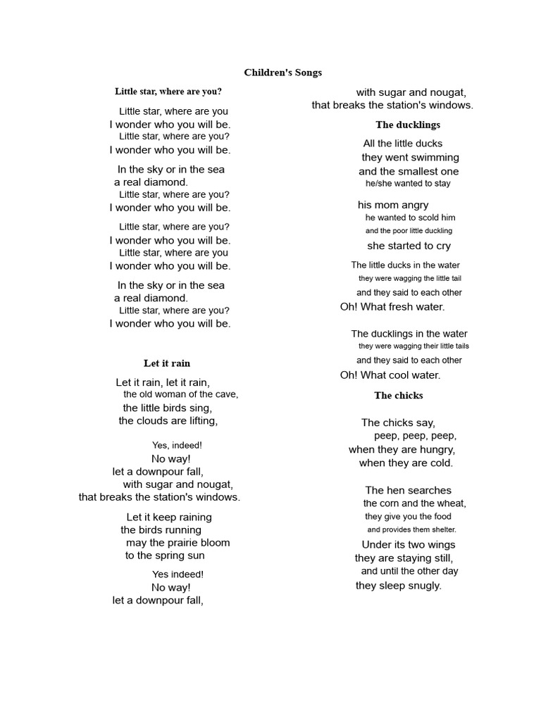 Rounds, Children's Songs | PDF | Dairy