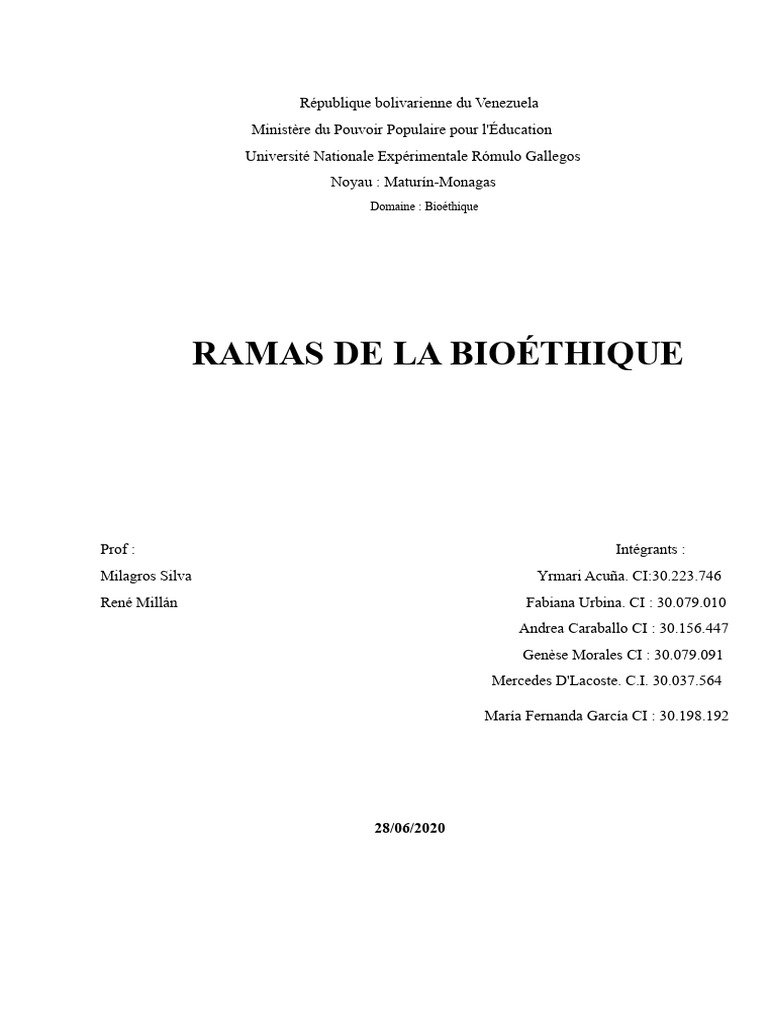 Branches de la Bioéthique en Médecine | PDF | Bioéthique | Dignité