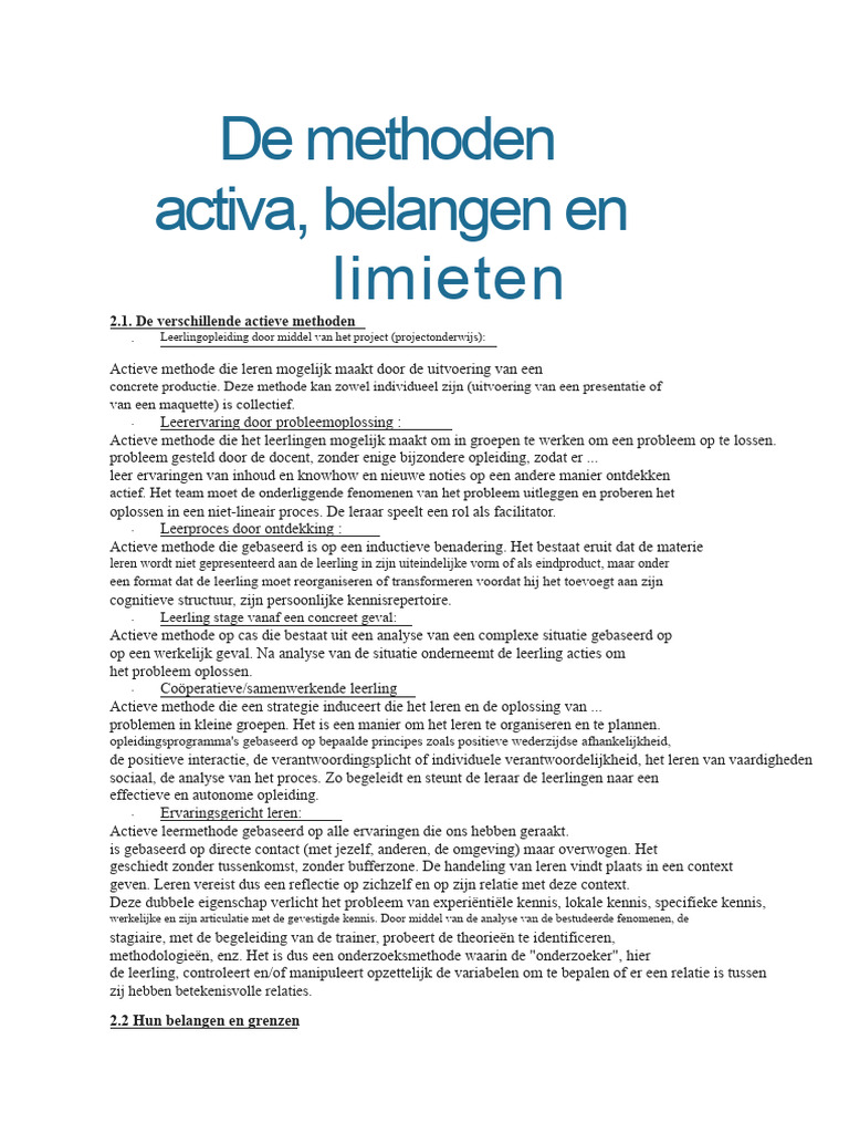 De Actieve Methoden | PDF