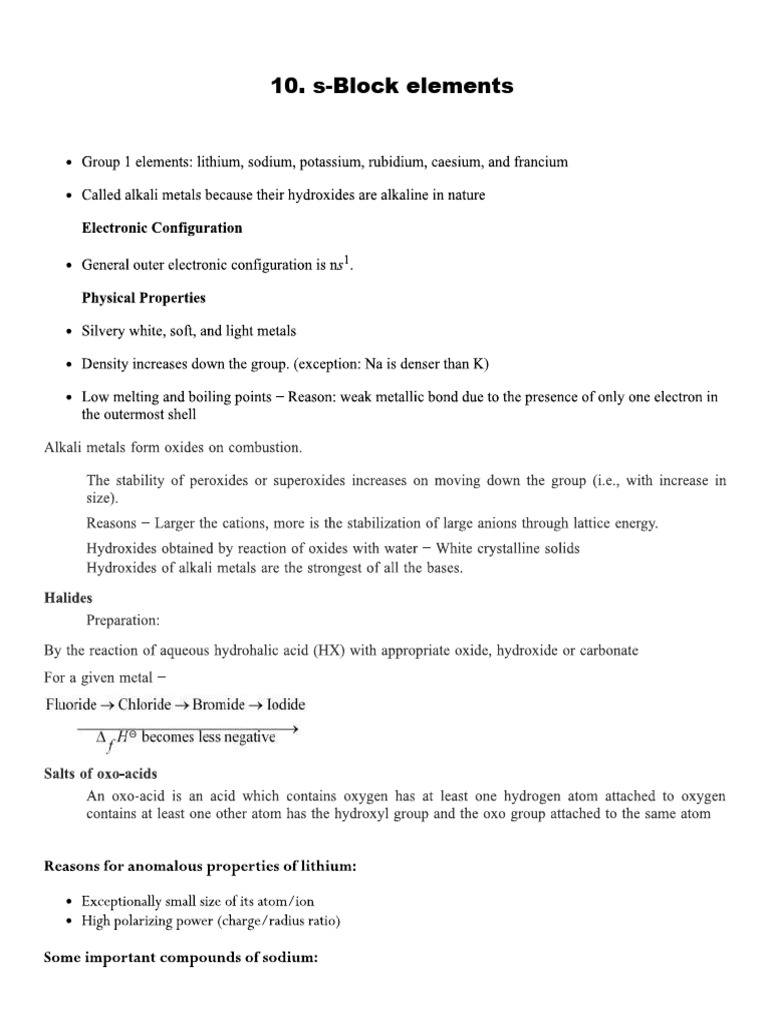 S-Block Elements - Mind Faces | PDF