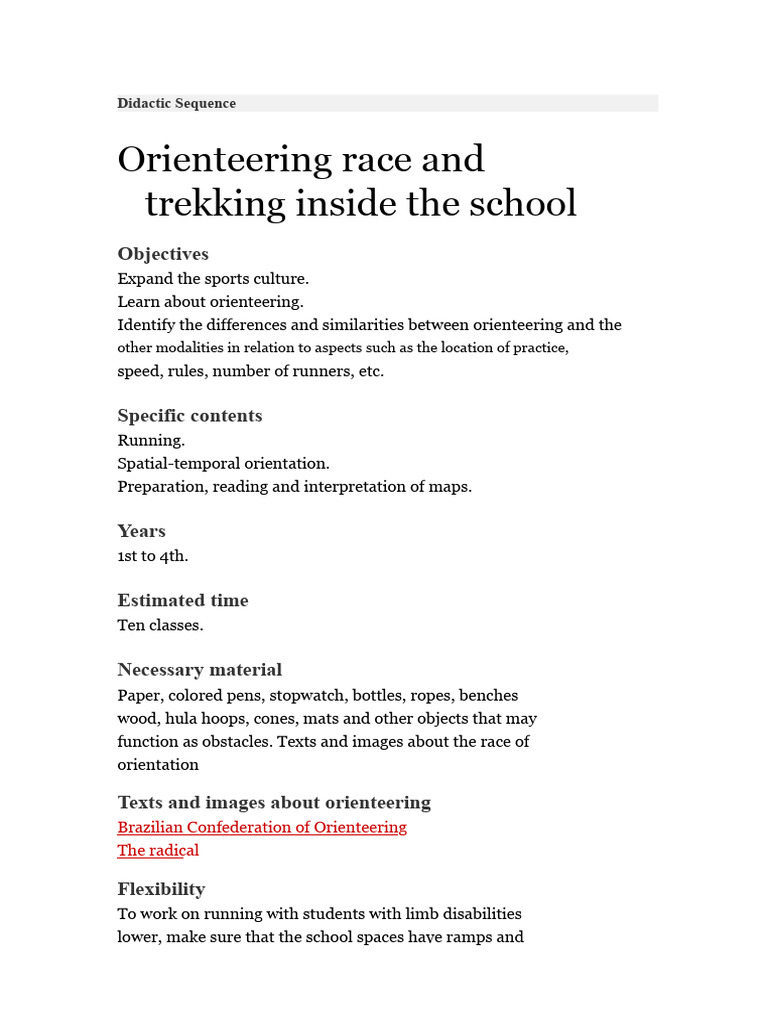 Didactic sequence of orienteering run at school | PDF | Cognitive ...