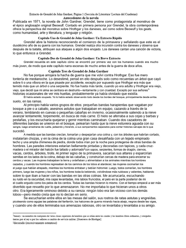 Extracto de "Grendel" de John Gardner. | PDF | Beowulf