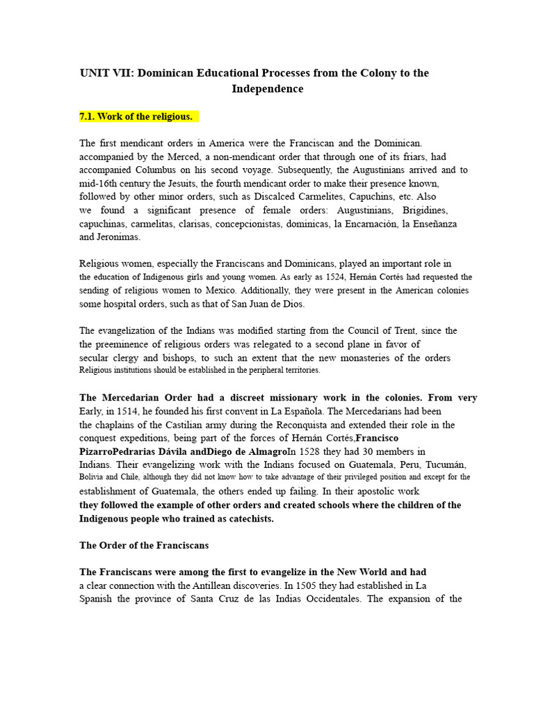 Dominican Educational Influence in the Americas | PDF | Spanish ...