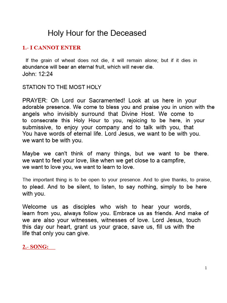 Holy Hour Prayer for Deceased Souls | PDF | God The Father | Purgatory