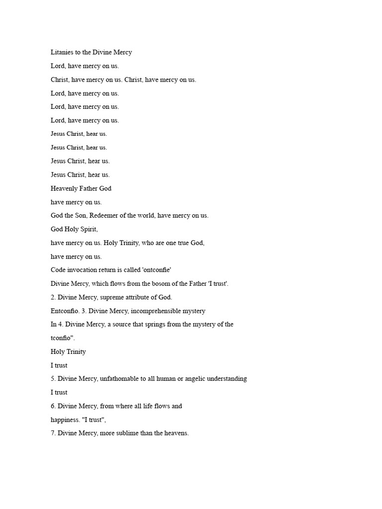 Litany To The Divine Mercy 2 | PDF | Mercy | God The Father