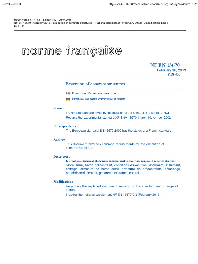 NF EN 13670: Concrete Structures Standard | PDF | Prestressed Concrete ...