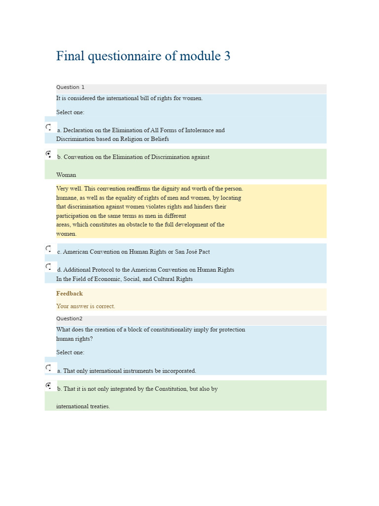 Module 3 Human Rights Questionnaire | PDF | Human Rights | Treaty