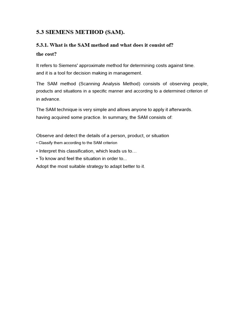 Siemens SAM Method for Cost Analysis | PDF | Algorithms And Data ...