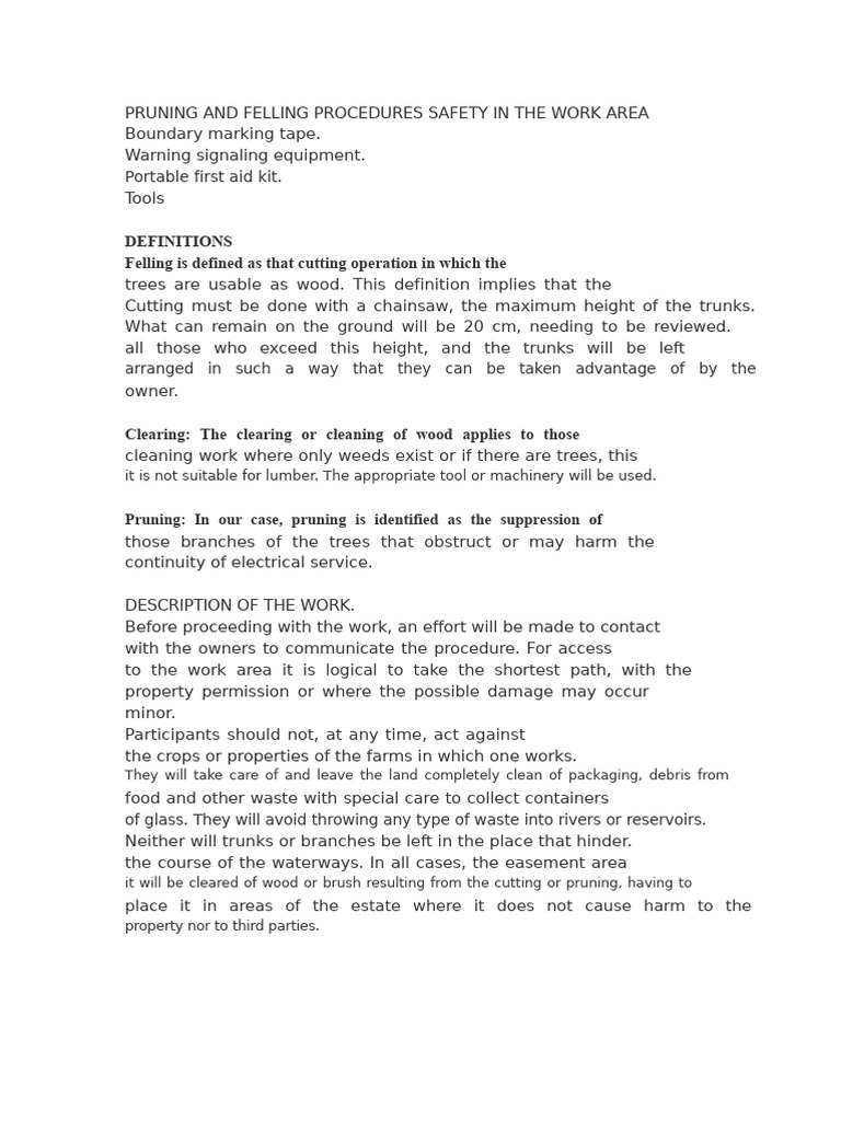 Pruning and Felling Procedures Safety in The Work Area | PDF | Pruning ...