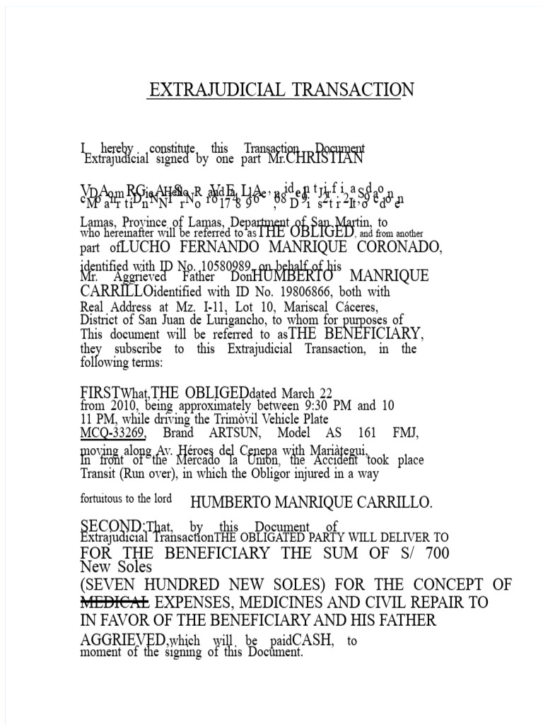 pdf-transaction-extraction-and-commitment-act-traffic-accident | PDF | Justice | Crime & Violence