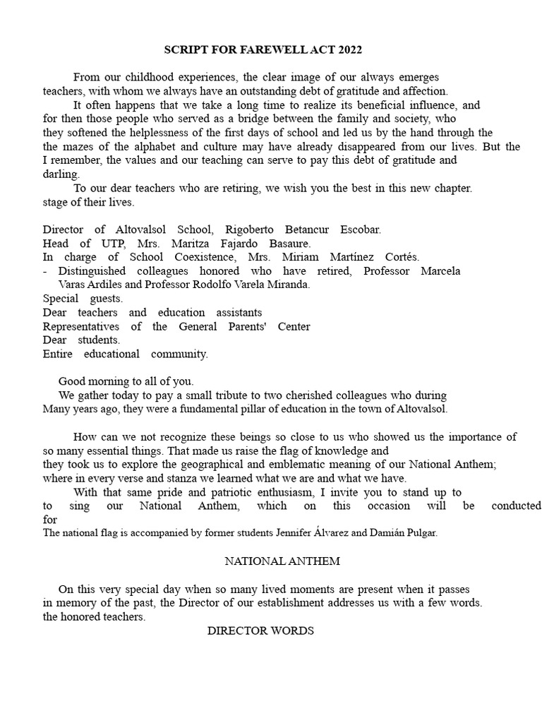 Script For Farewell Act 2022 | PDF