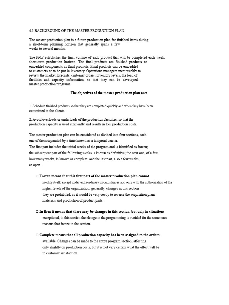 4.1 Background of The Master Production Plan | PDF | Inventory | Planning