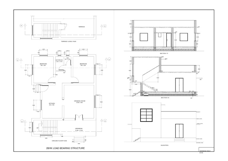 2BHK Load Bearing Structure Plan | PDF | Home