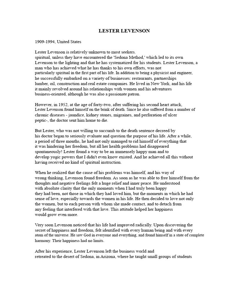 Biography of Lester Levenson in Spanish | PDF | Happiness | Thought