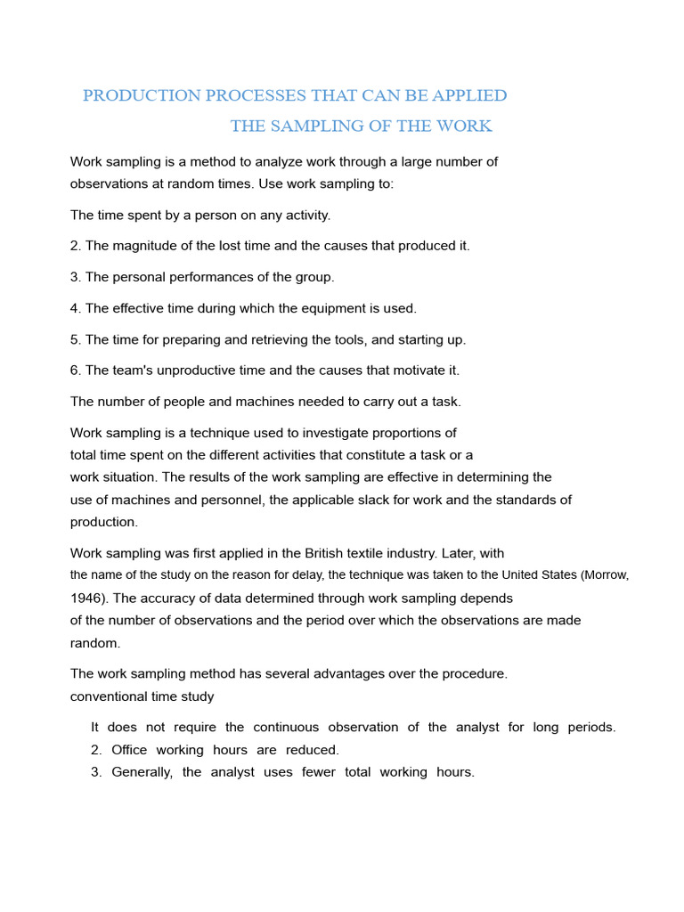 Work Sampling Techniques for Production | PDF | Sampling (Statistics ...