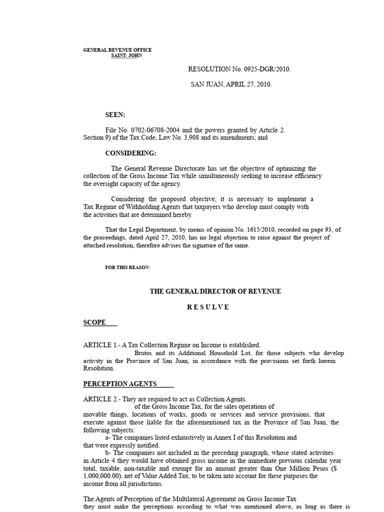San Juan Gross Income Tax Collection Rules | PDF | Taxes | Gross Income